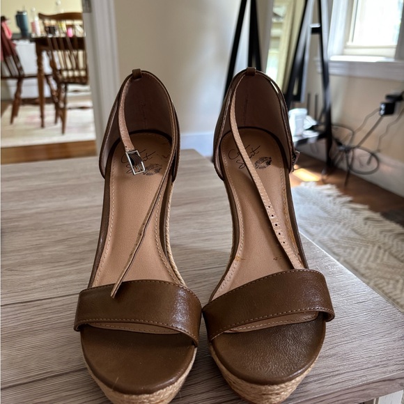 Colin Stuart | Shoes | Colin Stuart Tan Leather Wedges | Poshmark